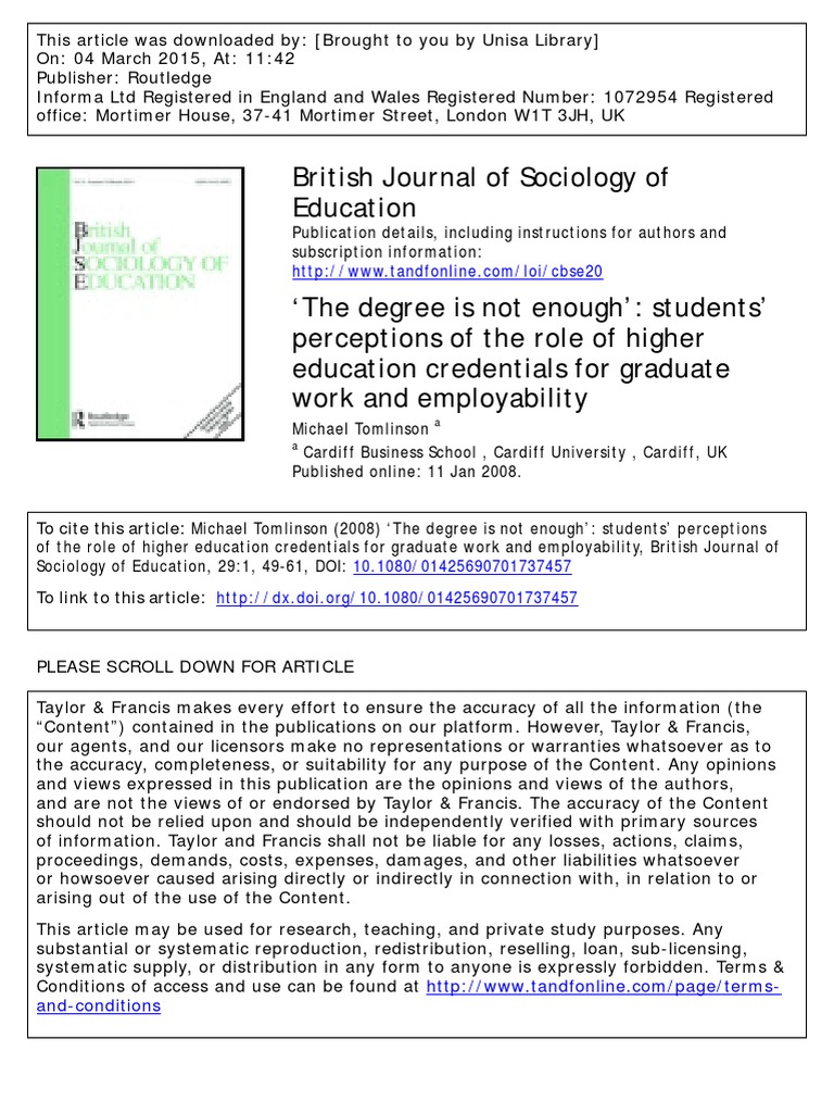 The Degree Is Not Enough PDF | PDF | Higher Education | Labour Economics