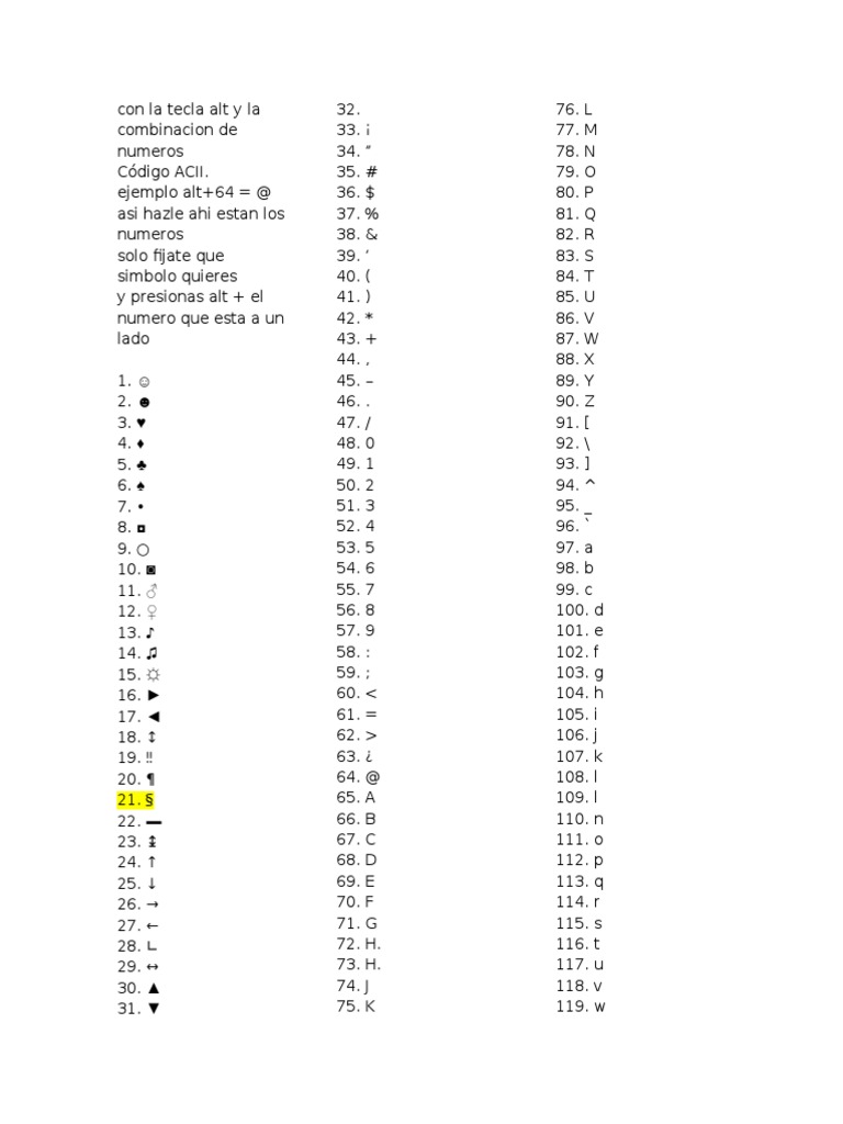 Con La Tecla Alt y La Combinacion de Numeros | PDF | Métodos y ...