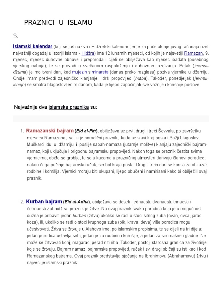 Islamski Praznici | PDF