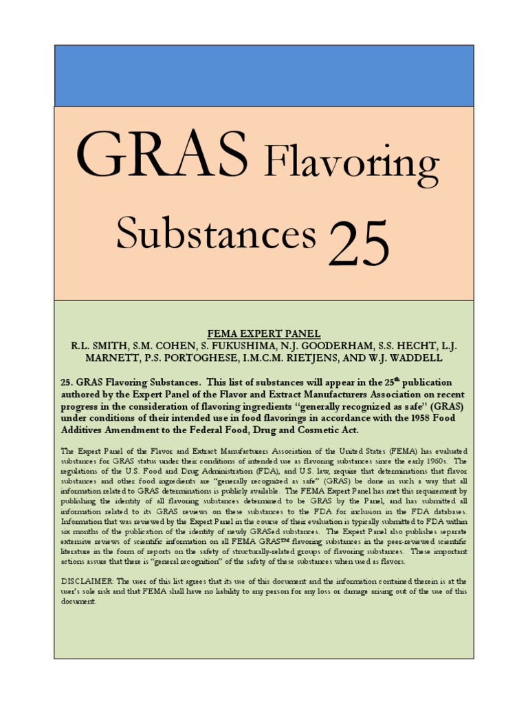 GRAS 25 Tables | PDF | Science & Mathematics