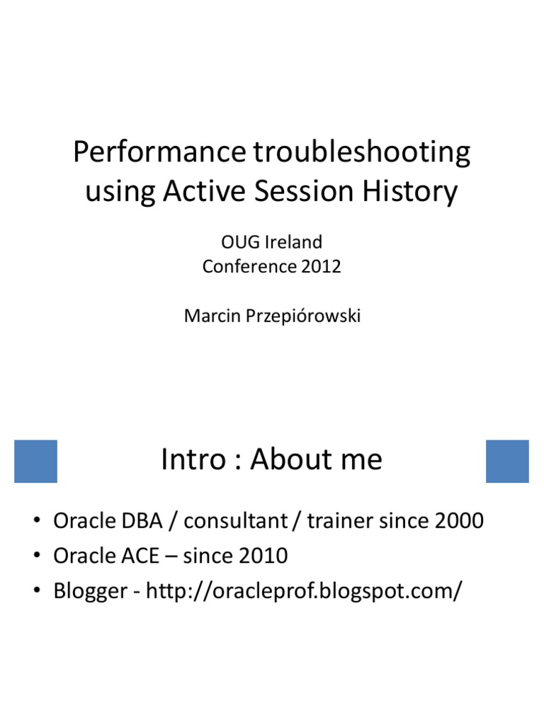 Performance Troubleshooting Using Active Session History PDF | PDF ...