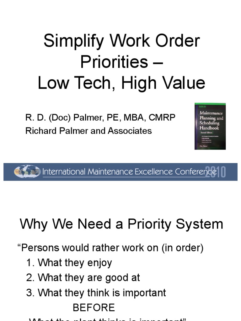 Simplify Work Order Priorities with a Low-Tech Priority System | PDF ...