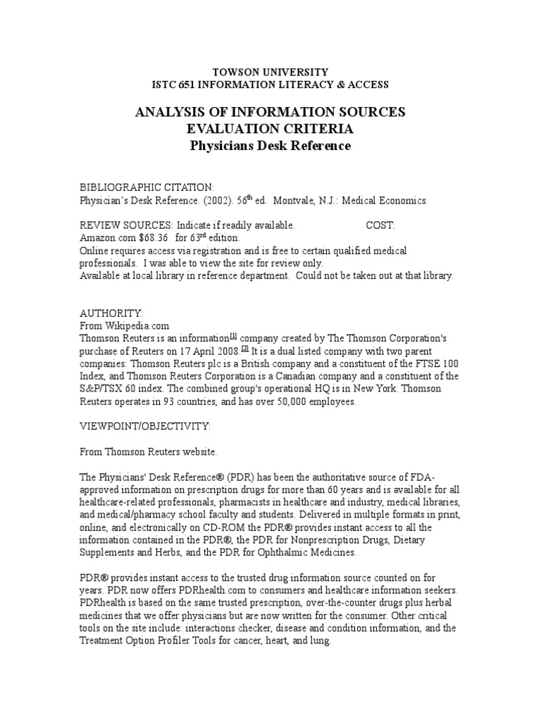 Physicians Desk Reference | PDF | Food And Drug Administration ...