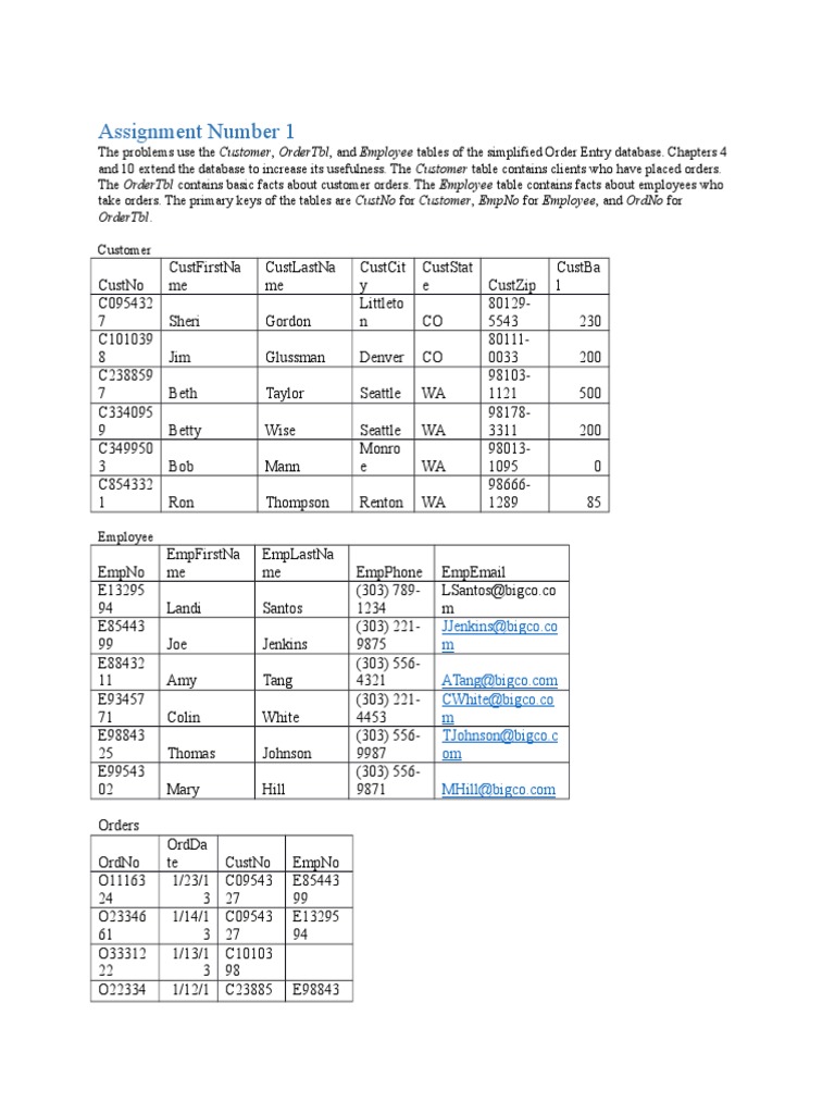 Assignment Number 1 - Answers | PDF | Databases | Scientific Modeling