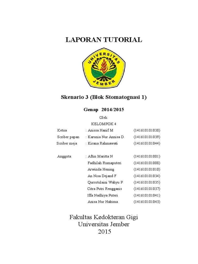 Laporan Tutorial: Skenario 3 (Blok Stomatognasi 1) | PDF