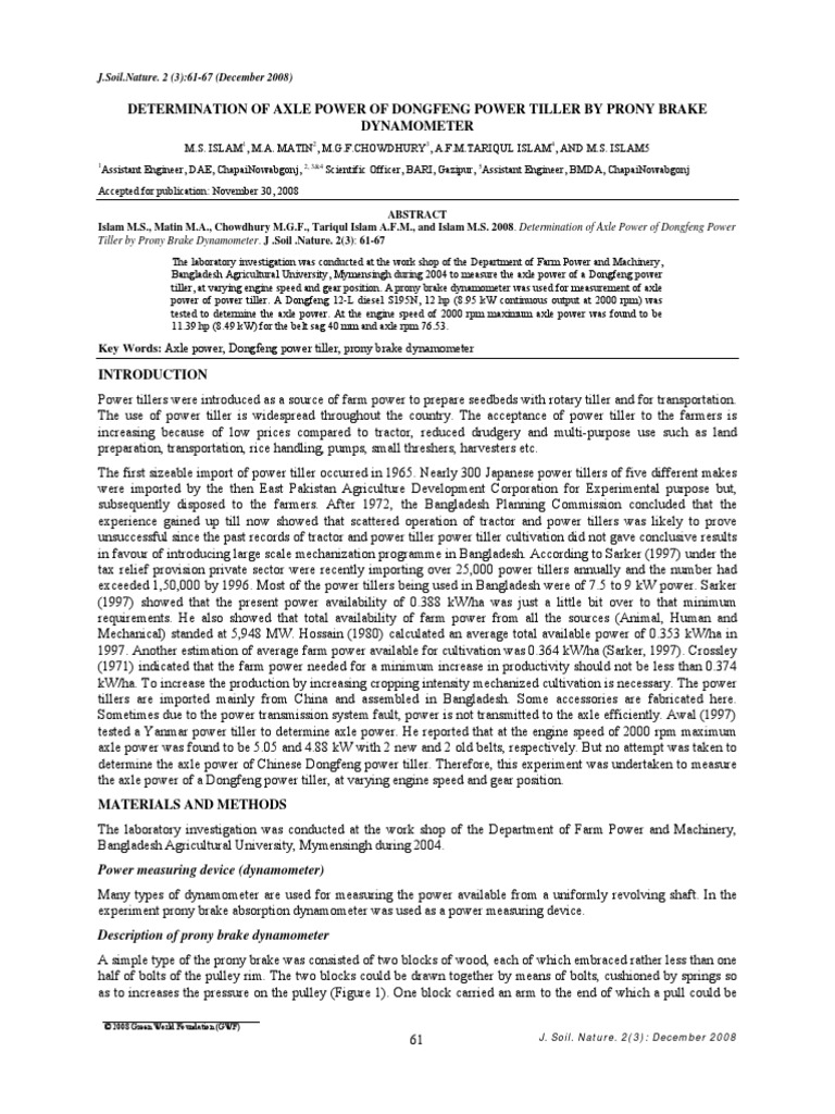 Prony Brake Analysis of Dongfeng Motors | PDF | Transmission (Mechanics ...