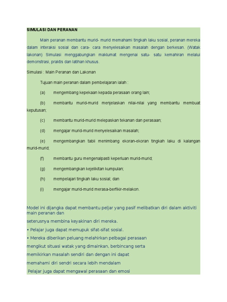 Kepentingan Main Peranan | PDF