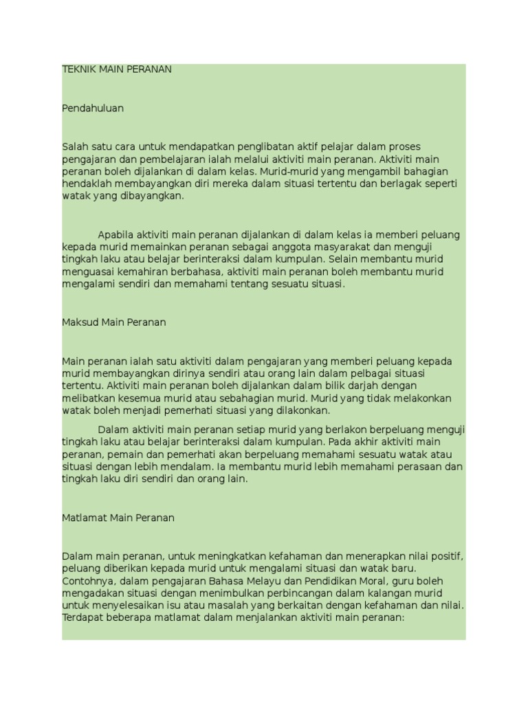 Teknik Main Peranan | PDF