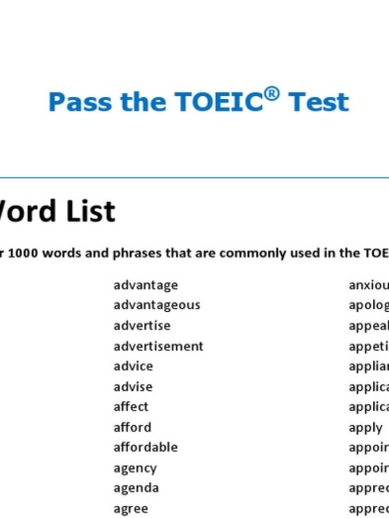 Pass The TOEIC Test - ToEIC Word List | PDF | Employment | Business