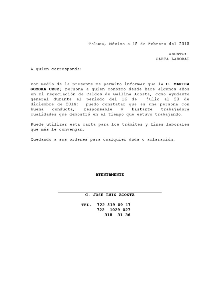 Que Es Una Carta Laboral - abstractor