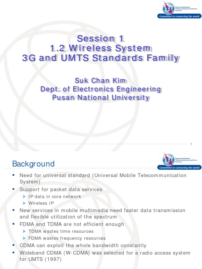 Session 1-1.2 Wireless System 3G and UMTS Standards Family | PDF | High ...