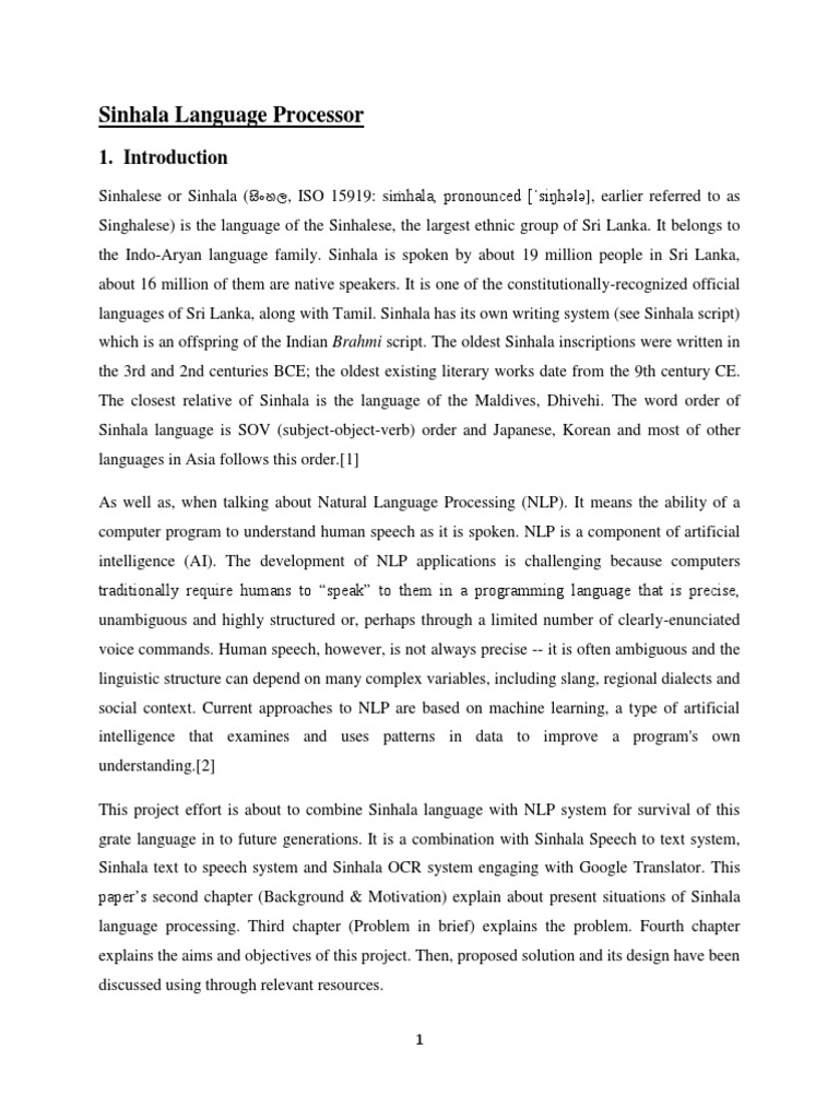 Sinhala Language Processing Proposal | PDF | Speech Synthesis | Optical ...