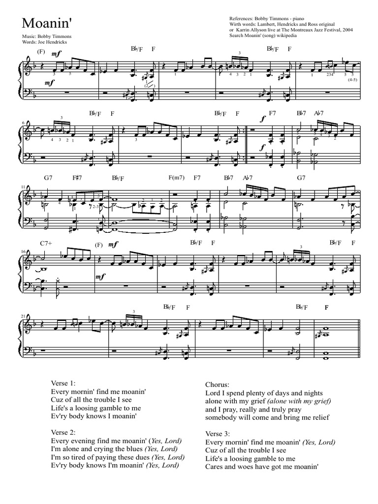 Moanin | PDF | Songs | Popular Music