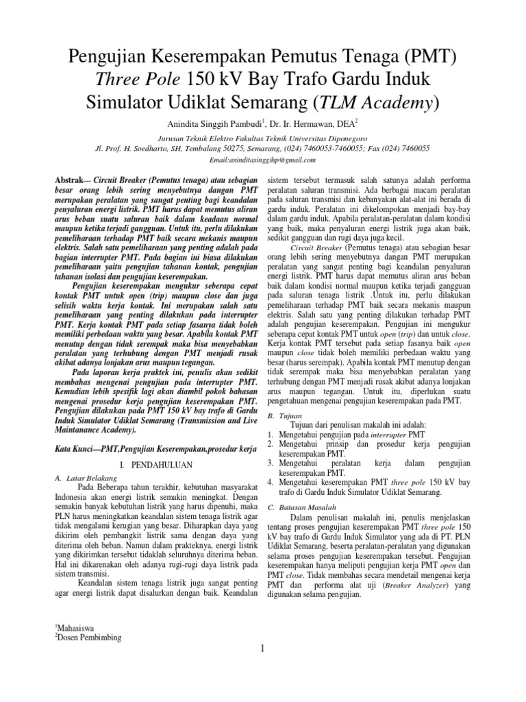 Pengujian Keserempakan Pemutus Tenaga | PDF