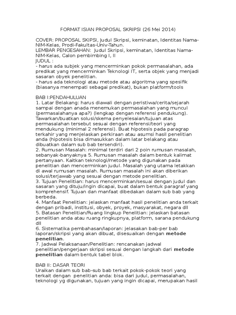 Format Isian Proposal Skripsi | PDF