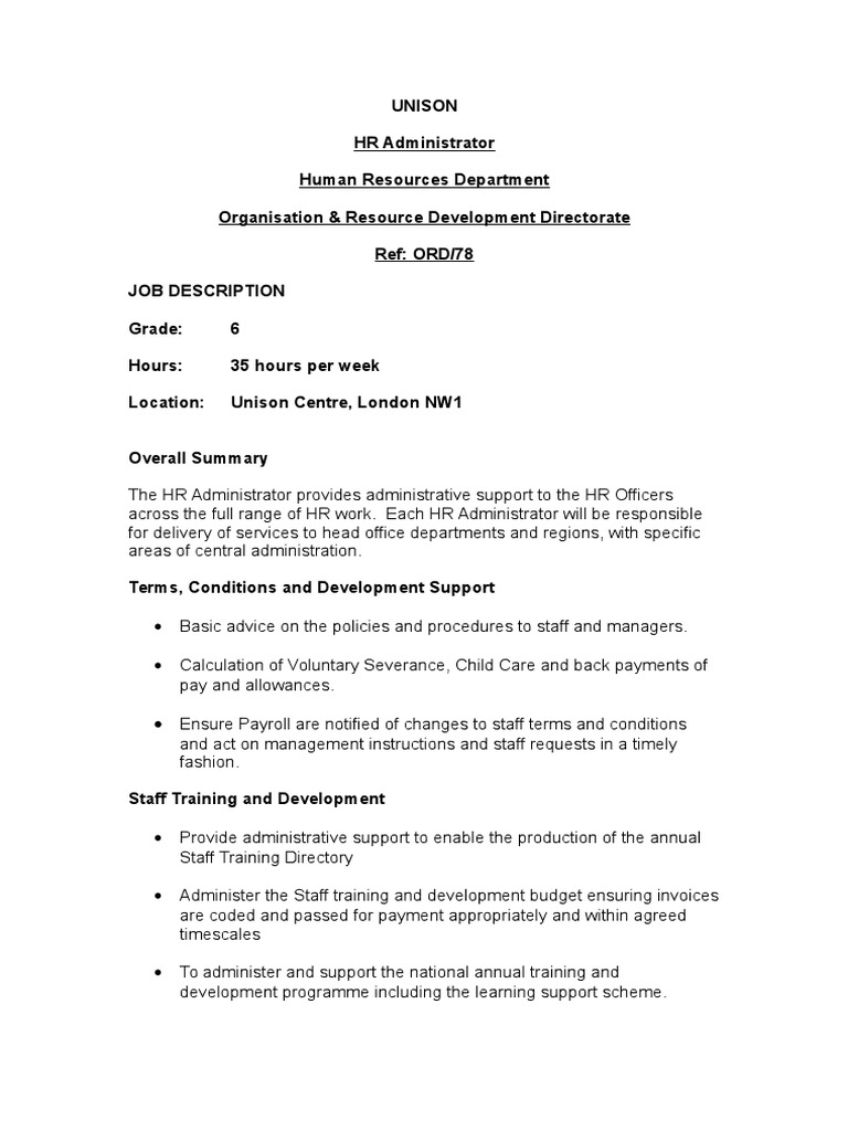 HR Administrator JD and JS | PDF | Human Resources | Employment