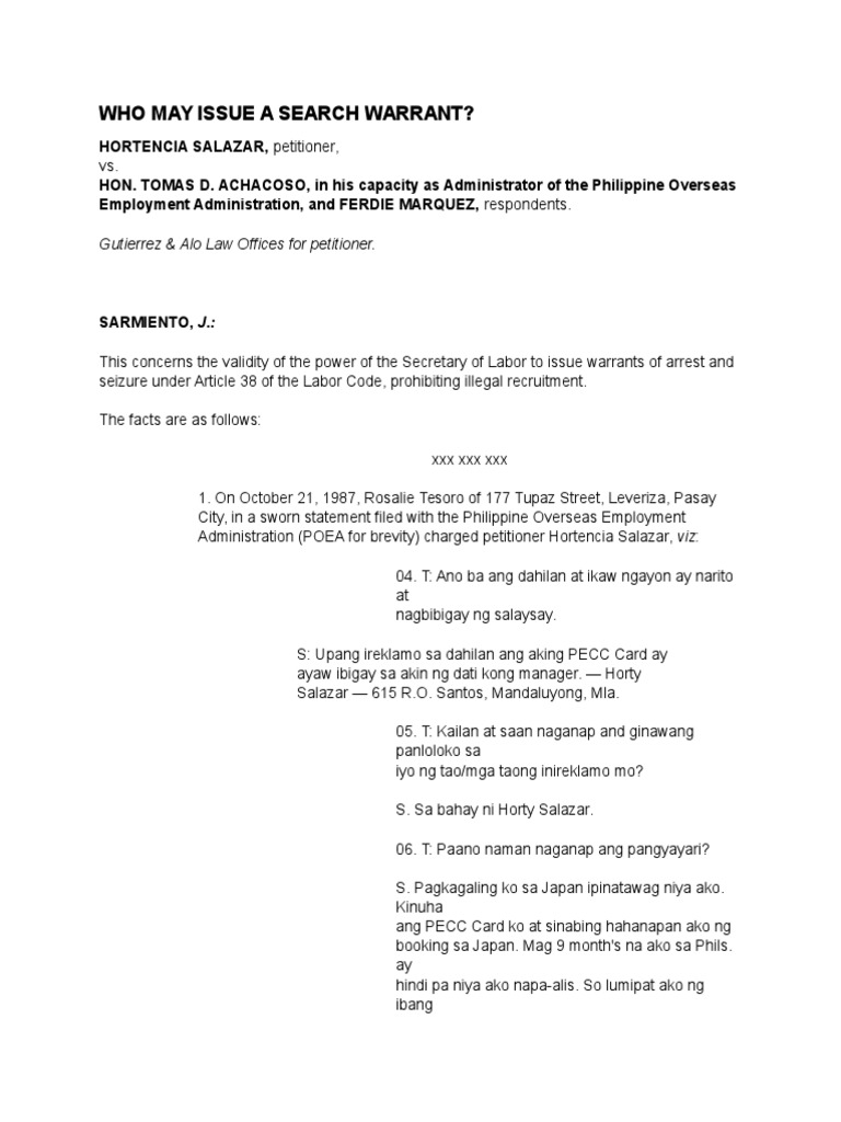 1 Search Warrant - Examination of Applicant | PDF | Search And Seizure ...