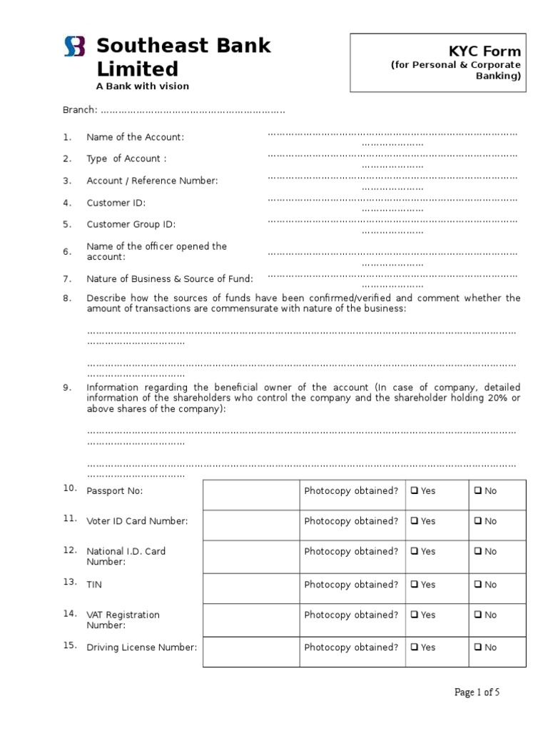 06.unique KYC Form (Modified) | PDF | Service Industries | Business