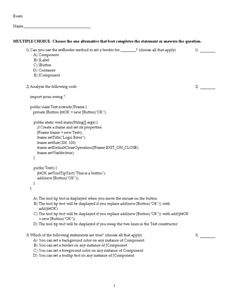 Quiz2 Real | PDF | Class (Computer Programming) | Method (Computer ...