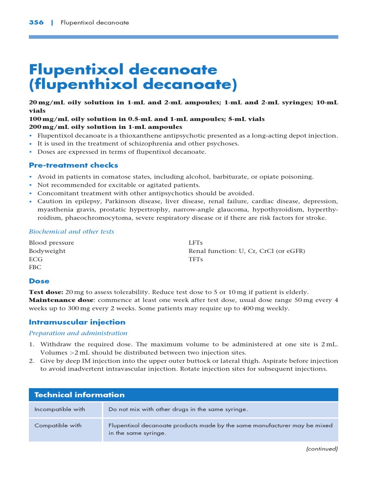 Flupentixol Injection From Injectable Drugs Guide Book - Alistair Gray ...
