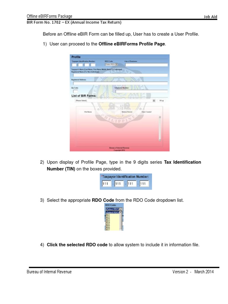 Job Aid For Taxpayers - How To Fill Up 1702-EX Version 2013 | PDF | Tax ...