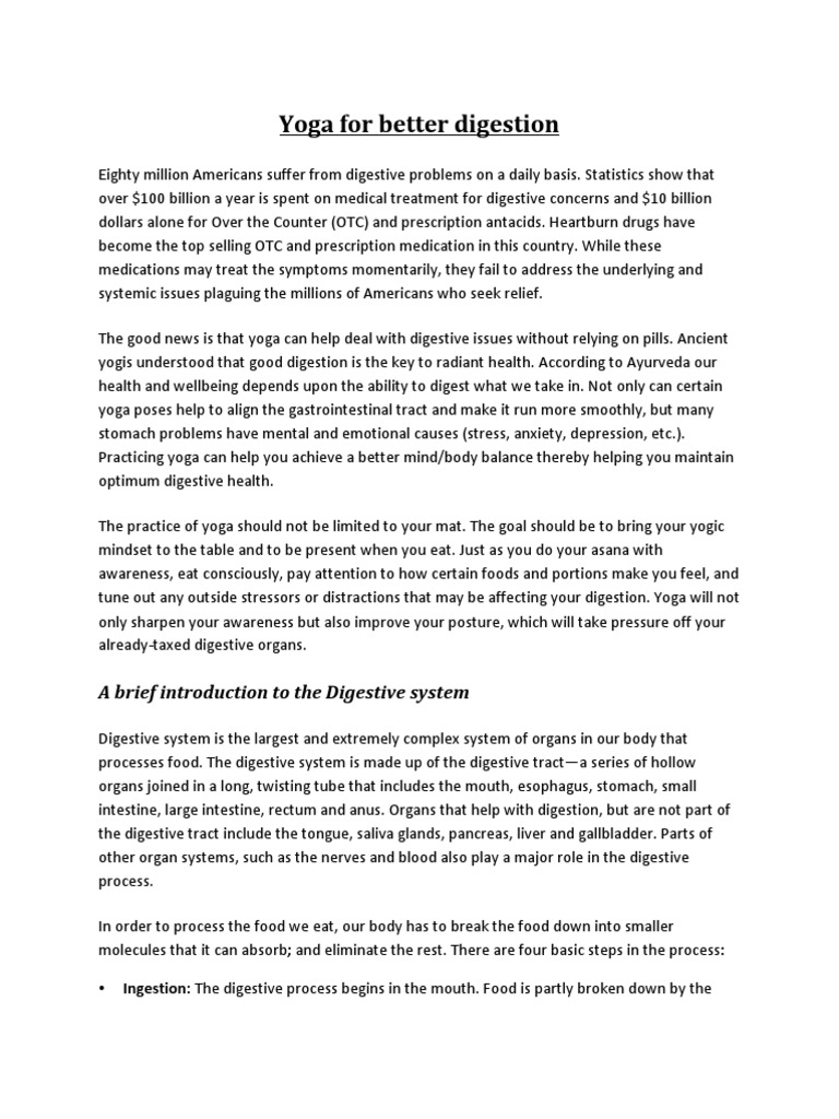 Yoga For Digestive Health | PDF | Gastrointestinal Tract | Animal Anatomy