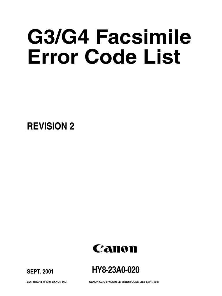 Canon FAX G3 and G4 Error Code List | PDF | Fax | Computer Network
