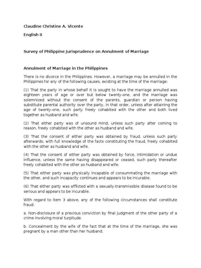 Philippine Marriage Annulment Overview | PDF | Annulment | Marriage