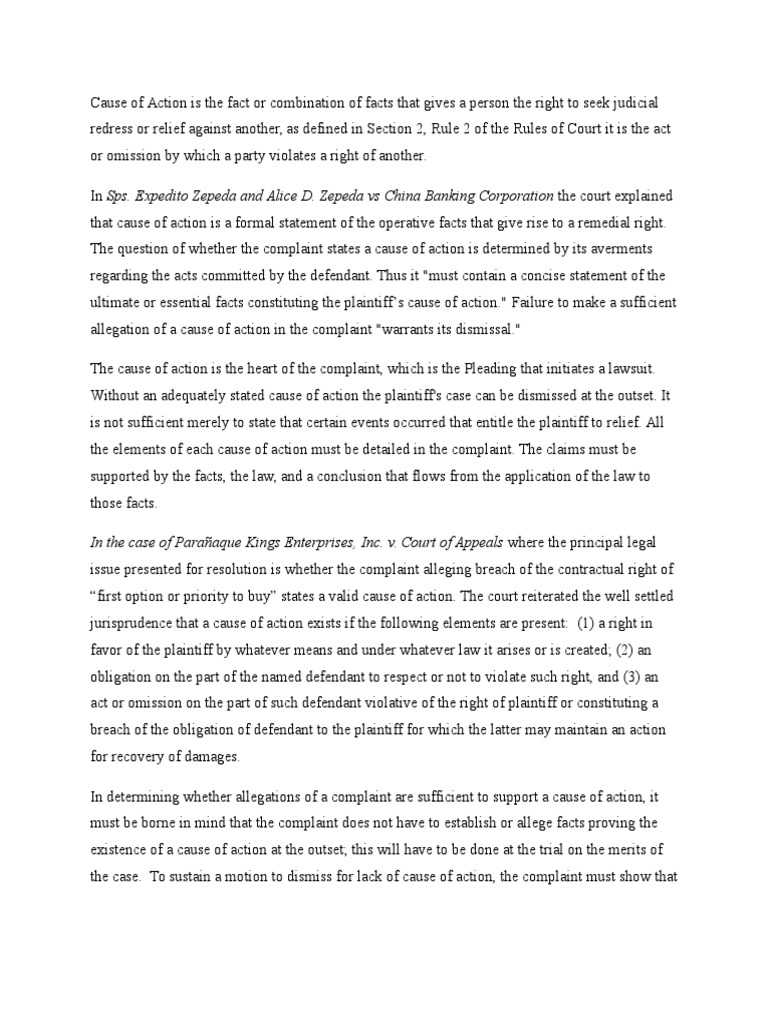 Cause of Action | PDF | Cause Of Action | Pleading