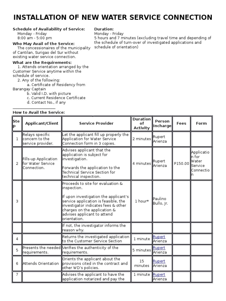 New Water Service Connection Guide | PDF | Government Information ...