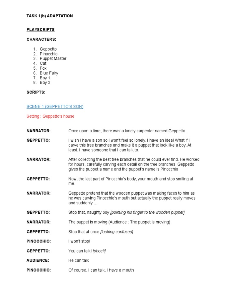 Pinocchio (Script) | Pinocchio