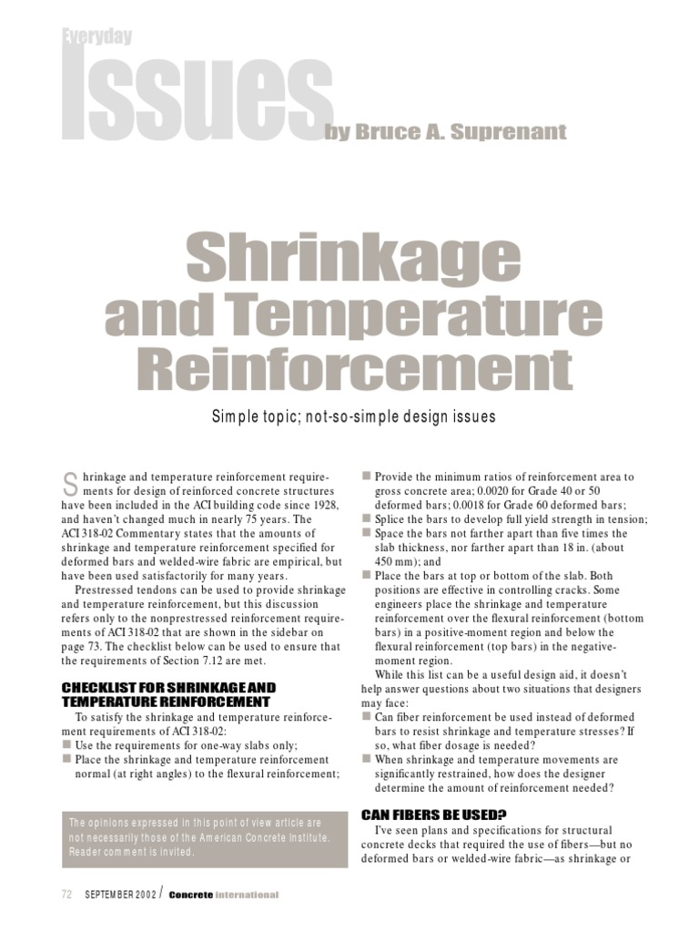 Shrinkage and Temperature Reinforcement | Prestressed Concrete | Concrete