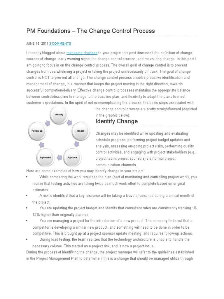 PM Foundations - The Change Control Process: Managing Changes | PDF ...