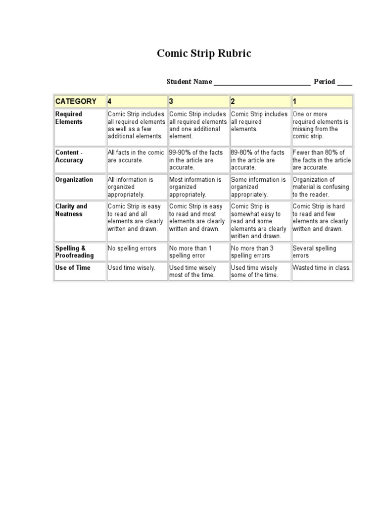 Comics Trip Rubric 09 | PDF