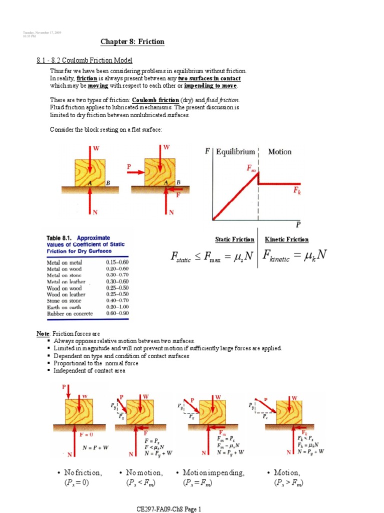 Chapter 8: Friction | PDF | Friction | Force