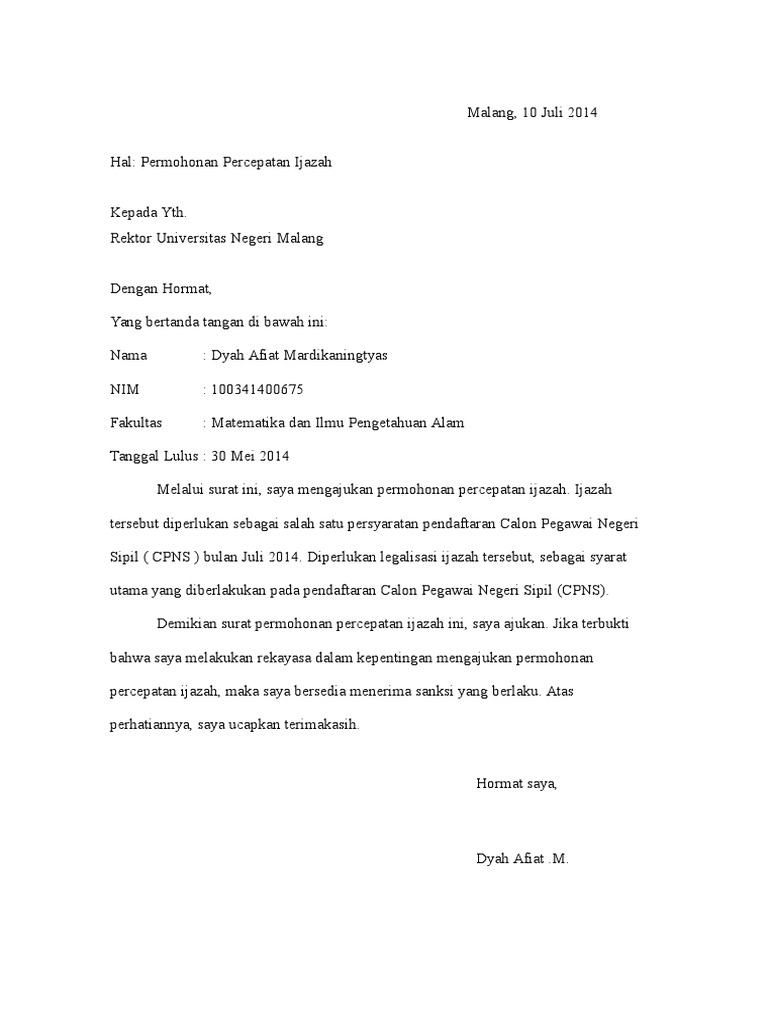 Surat Percepatan Ijazah | PDF | Pengembangan Diri