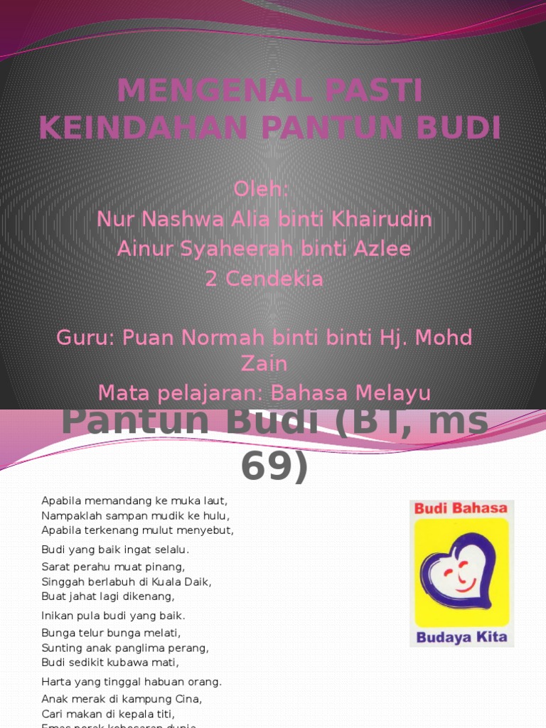 Pantun Budi - BM Komsas Tingkatan 2 | PDF
