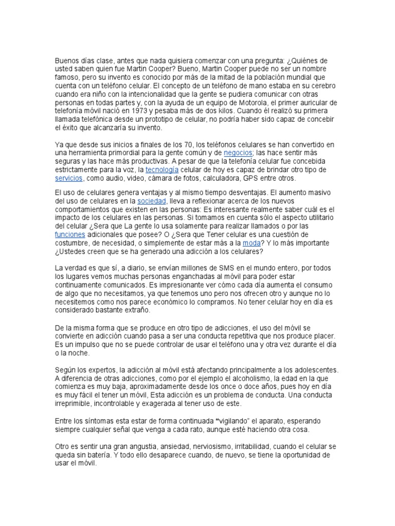 Adiccion Al Celular | PDF | Telefonía móvil | Teléfonos móviles