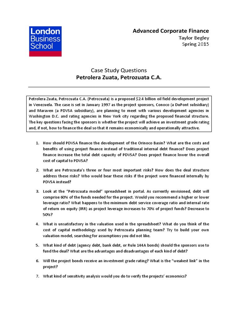 Petrozuata Questions - SPR - 2015 | PDF