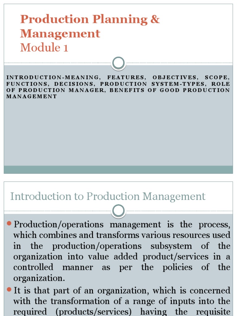 BBA Module 1 | PDF | Operations Management | Mass Production