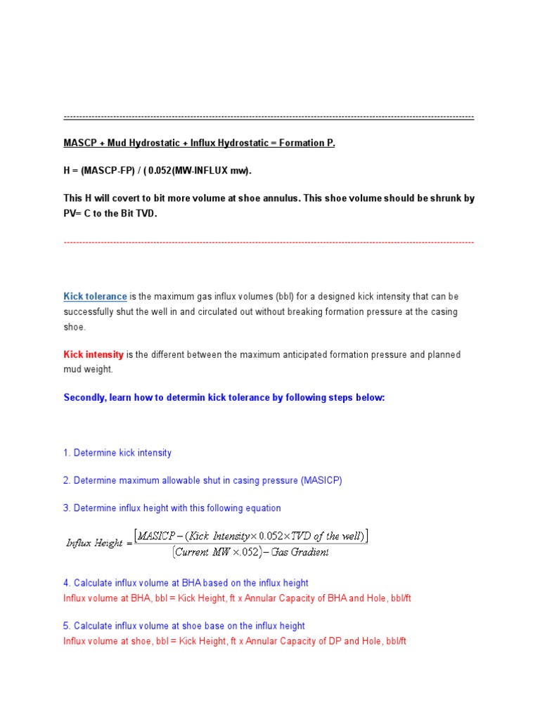 Determining Kick Tolerance Through Calculating Influx Volumes at Different Depths Using Boyle's ...
