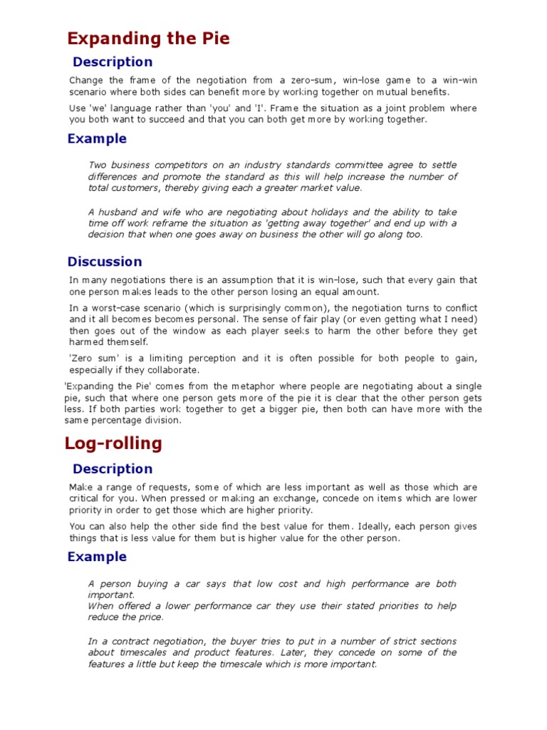 Expanding The Pie | PDF | Negotiation | Prices
