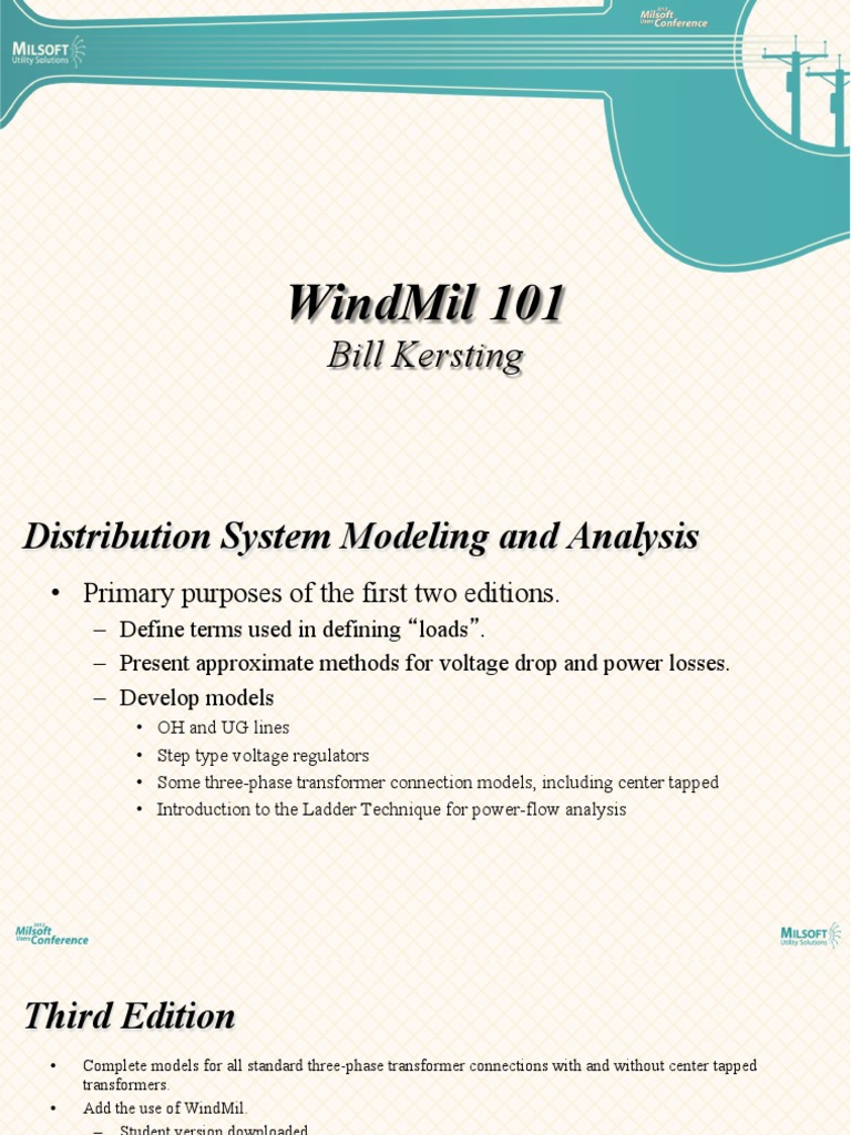 WindMil 101 - Engineering Analysis Software - Bill Kersting | PDF | Transformer | Electrical ...