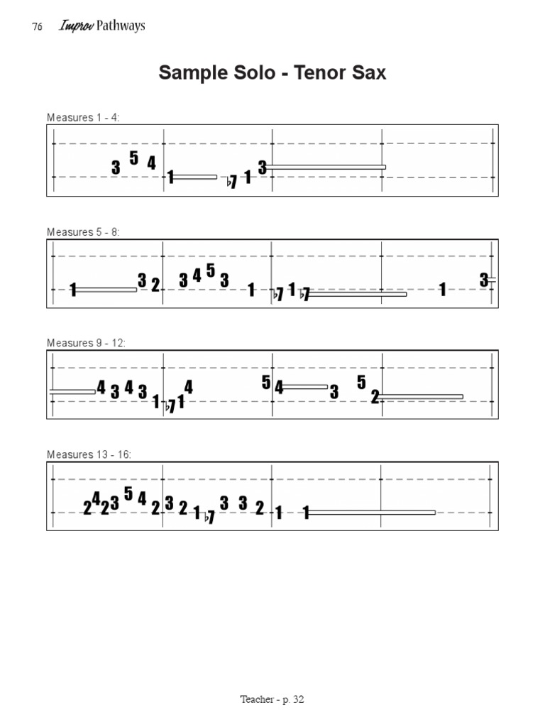 Sample Solo - Tenor Sax: Measures 1 - 4 | PDF