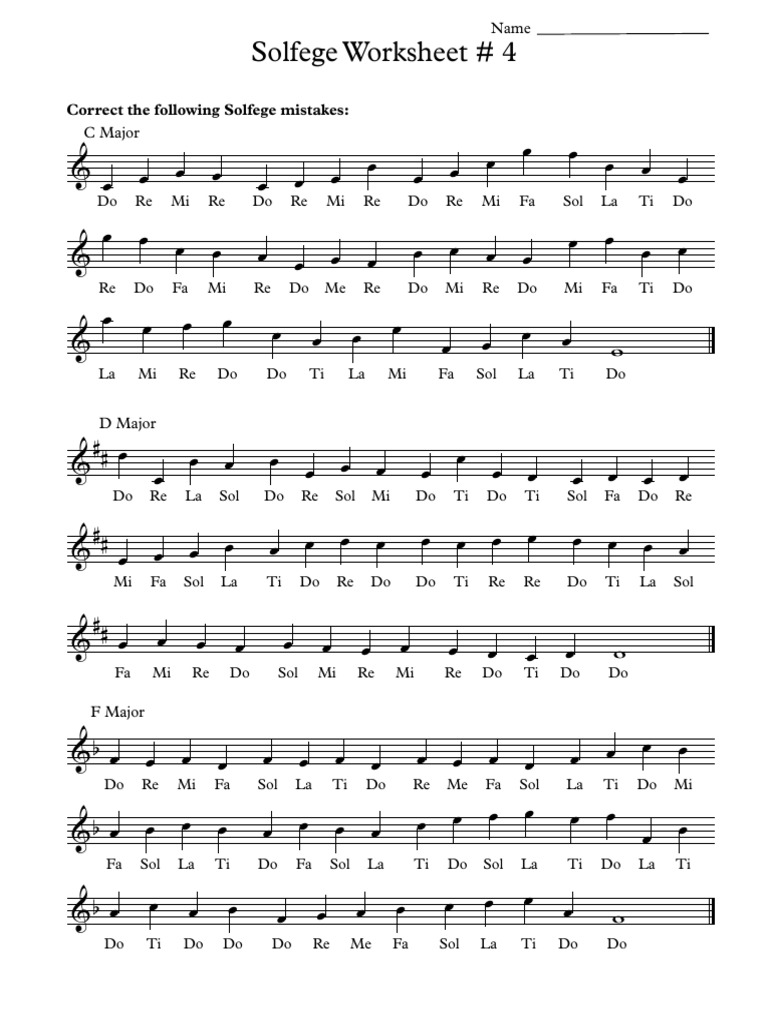 Solfege Worksheet 4 | PDF | Career & Growth | Language Arts & Discipline