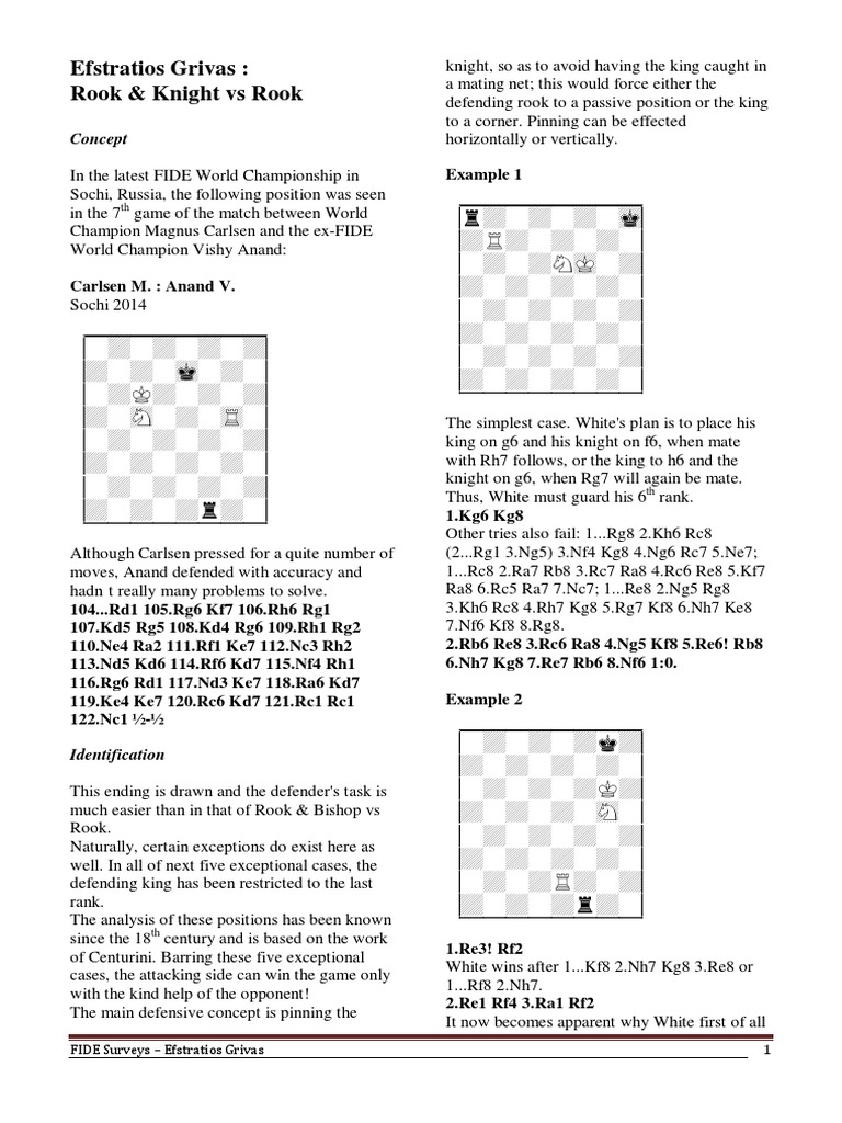 Efstratios Grivas: Rook & Knight Vs Rook: Concept | PDF | Game Theory ...