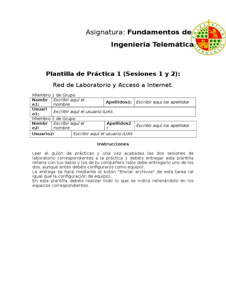 Práctica 1 (F.I. Telemática) | PDF | Dirección IP | Red de computadoras