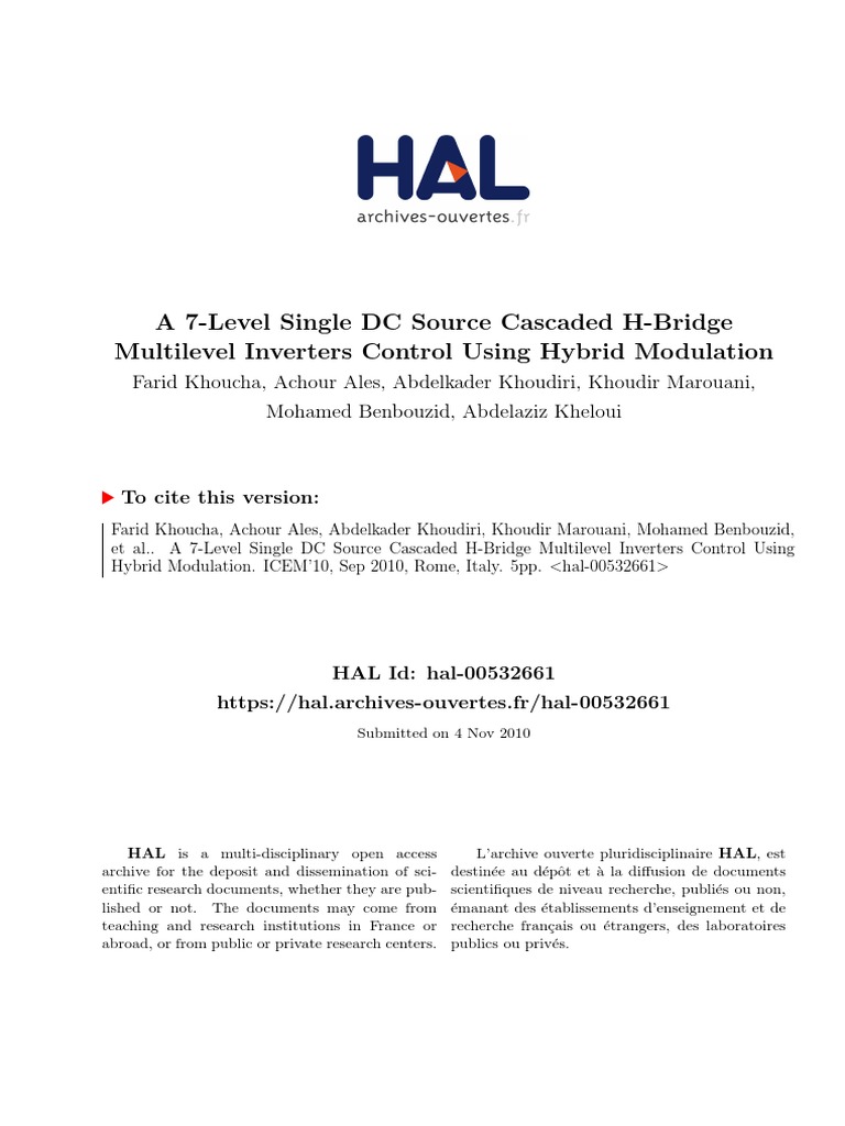 A 7-Level Single DC Source Cascaded H-Bridge Multilevel Inverter ...