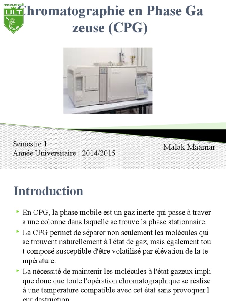 Introduction à la Chromatographie en Phase Gazeuse | PDF ...