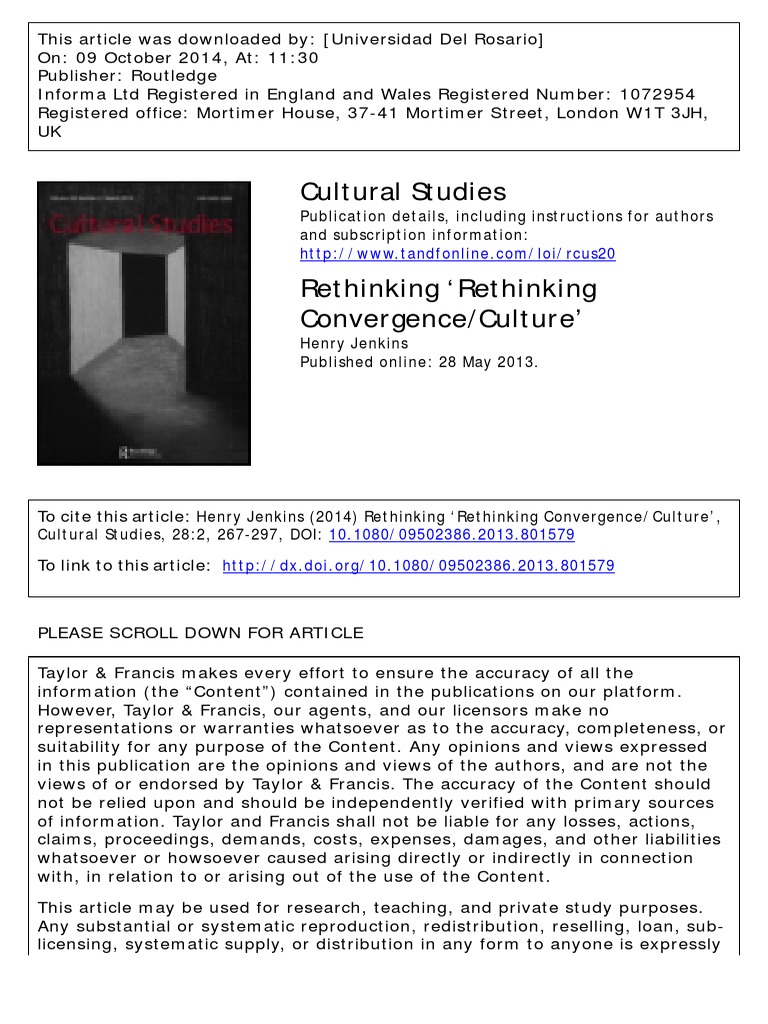 Jenkins 2013rethinking Rethinking Convergence Culture PDF | PDF ...